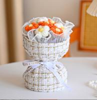 China Handmade Knitted Wool Mini Puff Bouquet Beautiful Flower Variety in Multiple Colors for sale