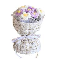 China Handmade Knitted Wool Mini Puff Bouquet Beautiful Flower Variety in Multiple Colors for sale