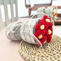 China Handmade Knitted Wool Mini Puff Bouquet Beautiful Flower Variety in Multiple Colors for sale
