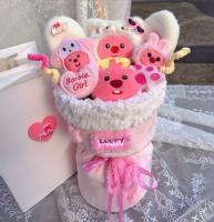 China Adorable Pink Beaver Dolls Plush Flower Bouquet for Customer Requirements for sale