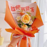 China Teacher’s Day Exclusive Rose Bouquet Handmade Knitted Floral Gift Realistic-Looking Yarn Flowers for Teachers for sale