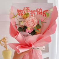 China Teacher’s Day Exclusive Rose Bouquet Handmade Knitted Floral Gift Realistic-Looking Yarn Flowers for Teachers for sale