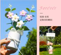 China Knited Pile Hand-Knitted Floral Bouquet Plush Flower Gift Set 6x20cm Perfect for Mother's Day Birthday Valentine's Day for sale