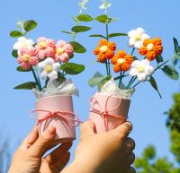 China Knited Pile Hand-Knitted Floral Bouquet Plush Flower Gift Set 6x20cm Perfect for Mother's Day Birthday Valentine's Day for sale