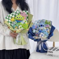 China Alien Stitch & Three-Eyed Plush Flower Bouquet Creative Cartoon Gift for Graduation/Birthdays/Valentine's Day for sale