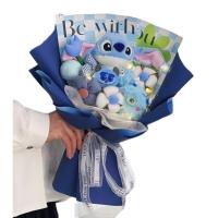 China Alien Stitch & Three-Eyed Plush Flower Bouquet Creative Cartoon Gift for Graduation/Birthdays/Valentine's Day for sale