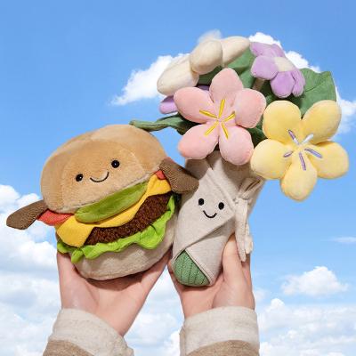 China Comfort Companionship Hamburger Plush Toy Soft Cute 15x28cm Food Series Stuffed Animal for Flower Variety Bouquet Gift for sale