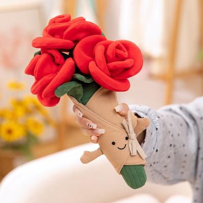 China Rose Variety Plush Animal Bouquet Comforting Gift for All Occasions 10x30cm for sale
