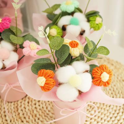 China Cotton Handmade Mini Puff Flower Bouquet Perfect for Teacher's Day Birthdays Graduation Gifts in Multiple Colors for sale