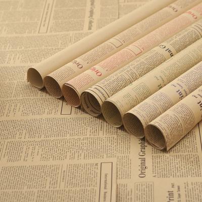 China English Newspaper Wrapping Paper for Bouquets Floral Packaging Material - Vintage Kraft Paper for sale