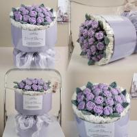 China Bubble Roses Handmade Knitted Woolen Flower Bouquets Creative Flower Bouquets for Teachers and Moms on International Women's Day and Teachers' Day for sale
