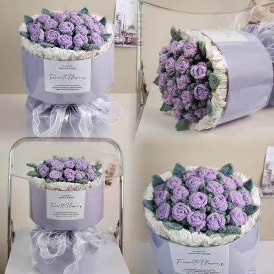 China Bubble Roses Handmade Knitted Woolen Flower Bouquets Creative Flower Bouquets for Teachers and Moms on International Women's Day and Teachers' Day for sale