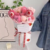 China Cartoon Strawberry Bear Doll Flower Bouquets Strawberry Bear Flower Bouquets for Girlfriend as Doll Flower Bouquets on Qixi Festival Valentine's Day for Graduation Confessions for sale