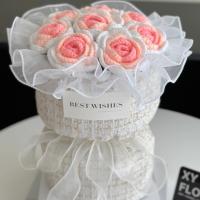 China Festival Flower Bouquets Knitted Woolen Flowers Eternal Flowers Knitted Roses Creative Birthday Gifts Flower Bouquets for Girlfriend and Best Friends for sale