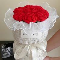 China Festival Flower Bouquets Knitted Woolen Flowers Eternal Flowers Knitted Roses Creative Birthday Gifts Flower Bouquets for Girlfriend and Best Friends for sale