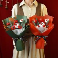 China Christmas Flower Bouquets Handmade Knitted Artificial Flowers Christmas Bear Doll Flower Bouquets Christmas Eve Gifts Santa Claus Flower Bouquets for sale