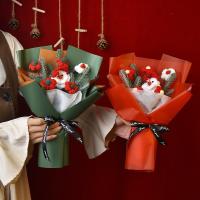 China Christmas Flower Bouquets Handmade Knitted Artificial Flowers Christmas Bear Doll Flower Bouquets Christmas Eve Gifts Santa Claus Flower Bouquets for sale