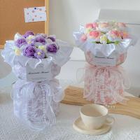 China Qixi Festival Gifts Knitted Rose Flower Bouquets Gradient Rose Flowers Gifts for Girlfriend on Valentine's Day for sale