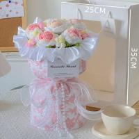 China Qixi Festival Gifts Knitted Rose Flower Bouquets Gradient Rose Flowers Gifts for Girlfriend on Valentine's Day for sale