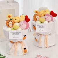 China Unique Children's Day Gifts Plush Doll Flower Bouquets with Adorable Little Bear and Variety of Flowers for sale