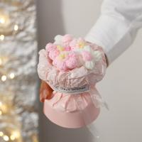 China 11x13cm Mini Flower Bouquet Knitted Puff Bouquet Finished Product Artificial Flowers in Multiple Color for Mother's Day for sale
