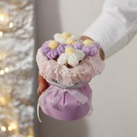China 11x13cm Mini Flower Bouquet Knitted Puff Bouquet Finished Product Artificial Flowers in Multiple Color for Mother's Day for sale