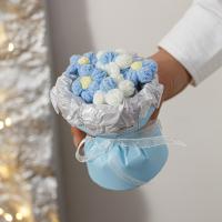 China 11x13cm Mini Flower Bouquet Knitted Puff Bouquet Finished Product Artificial Flowers in Multiple Color for Mother's Day for sale