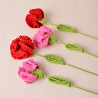 China 10x20cm Hand-Knitted Crochet Carnation Artificial Flowers Imitation Blooms in Multiple Colors Perfect Mother's Day Gift for sale