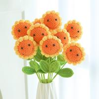 China 10x43cm Handmade Knitted Sunflower with Smiling Face Variety Sunflower Teacher's Day Artificial Flower Gift for sale