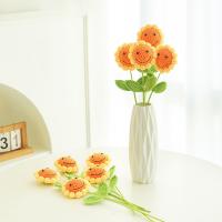 China 10x43cm Handmade Knitted Sunflower with Smiling Face Variety Sunflower Teacher's Day Artificial Flower Gift for sale
