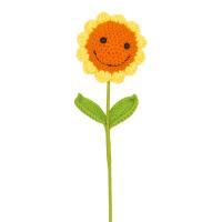 China 10x43cm Handmade Knitted Sunflower with Smiling Face Variety Sunflower Teacher's Day Artificial Flower Gift for sale