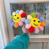 China Colorful Knitted Pile Sunflower Bouquet Everlasting Flowers Rainbow Artificial Sunflowers DIY Yarn Floral Arrangement for sale