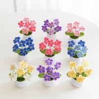 China Myosotis Forget-Me-Not Artificial Flower Potted Plant Handmade Home Décor Knitted Yarn Arrangement Creative Gift 5.5x10cm for sale