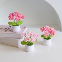 China Myosotis Forget-Me-Not Artificial Flower Potted Plant Handmade Home Décor Knitted Yarn Arrangement Creative Gift 5.5x10cm for sale