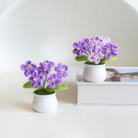 China Myosotis Forget-Me-Not Artificial Flower Potted Plant Handmade Home Décor Knitted Yarn Arrangement Creative Gift 5.5x10cm for sale