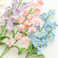 China 7x44cm Handmade Knitted Forget-Me-Not Bouquet Crochet Artificial Flower Arrangement with Multiple Color for sale