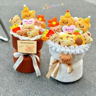 China Unique Mother's Day Gift Butter Bear Plush Doll Bouquet in Multiple Colors for Female Loved Ones for sale