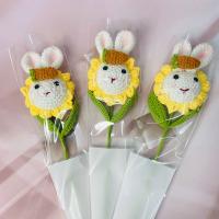 China Sunflower Bunny Head Doll Bouquet with Cotton Material and Hand-knitted Design for sale