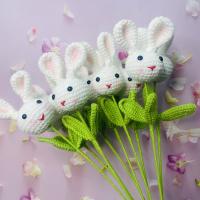 China Sunflower Bunny Head Doll Bouquet with Cotton Material and Hand-knitted Design for sale