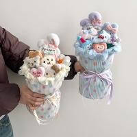 China Plush and Beautiful Dopamine Dot Fabric Finished Bouquet Soap Rose Flower Valentine's Day Gift for Girlfriend for sale