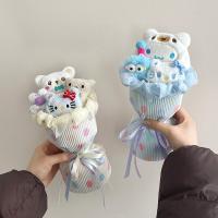 China Plush and Beautiful Dopamine Dot Fabric Finished Bouquet Soap Rose Flower Valentine's Day Gift for Girlfriend for sale
