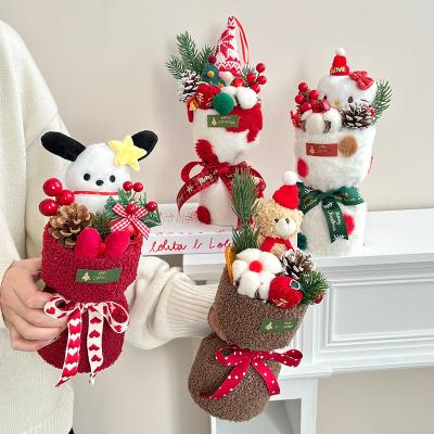 China Christmas Cartoon Plush Doll Bouquet Finished Product Christmas Eve Gift Birthday Present for Girlfriend for sale