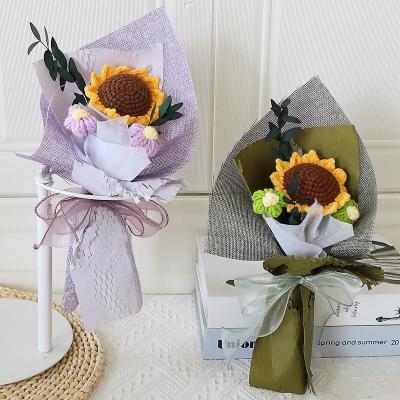 China Flowers Variety Hand-knitted Woolen Knit Bouquet Perfect Gift for Girls' Birthday or Graduation for sale