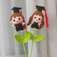China Graduation Season Flower Bouquets Handmade with Boys Girls and Animal Motifs in Knitted Pile for sale