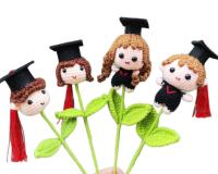 China Graduation Season Flower Bouquets Handmade with Boys Girls and Animal Motifs in Knitted Pile for sale