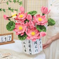 China 35x38cm Handmade Twist Rod Flower Bouquet Material Kit Real Silk Fabric Juan Hua Creative and Colorful Gift for Children for sale