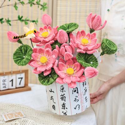 China 35x38cm Handmade Twist Rod Flower Bouquet Material Kit Real Silk Fabric Juan Hua Creative and Colorful Gift for Children for sale