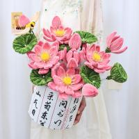 China 35x38cm Handmade Twist Rod Flower Bouquet Material Kit Real Silk Fabric Juan Hua Creative and Colorful Gift for Children for sale