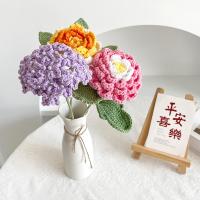 China Handmade Knitted Pile Artificial Flower Bouquet with Lotus and Peony Flowers A Beautiful Home Desktop Ornament for sale