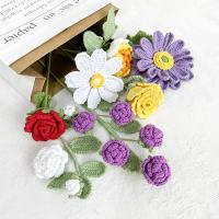 China Handmade Knitted Pile Artificial Flower Bouquet with Lotus and Peony Flowers A Beautiful Home Desktop Ornament for sale